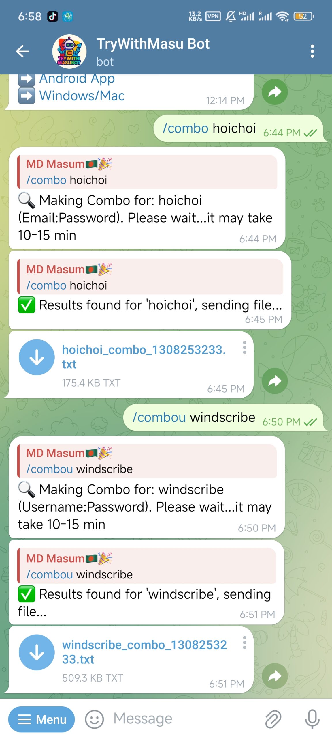 টার্গেট-বেইসড Email:Pass, User:Pass কম্বো তৈরি করুন বটের মাধ্যমে — সাথে পেইড VPN ও SSN একদম ফ্রি ...
