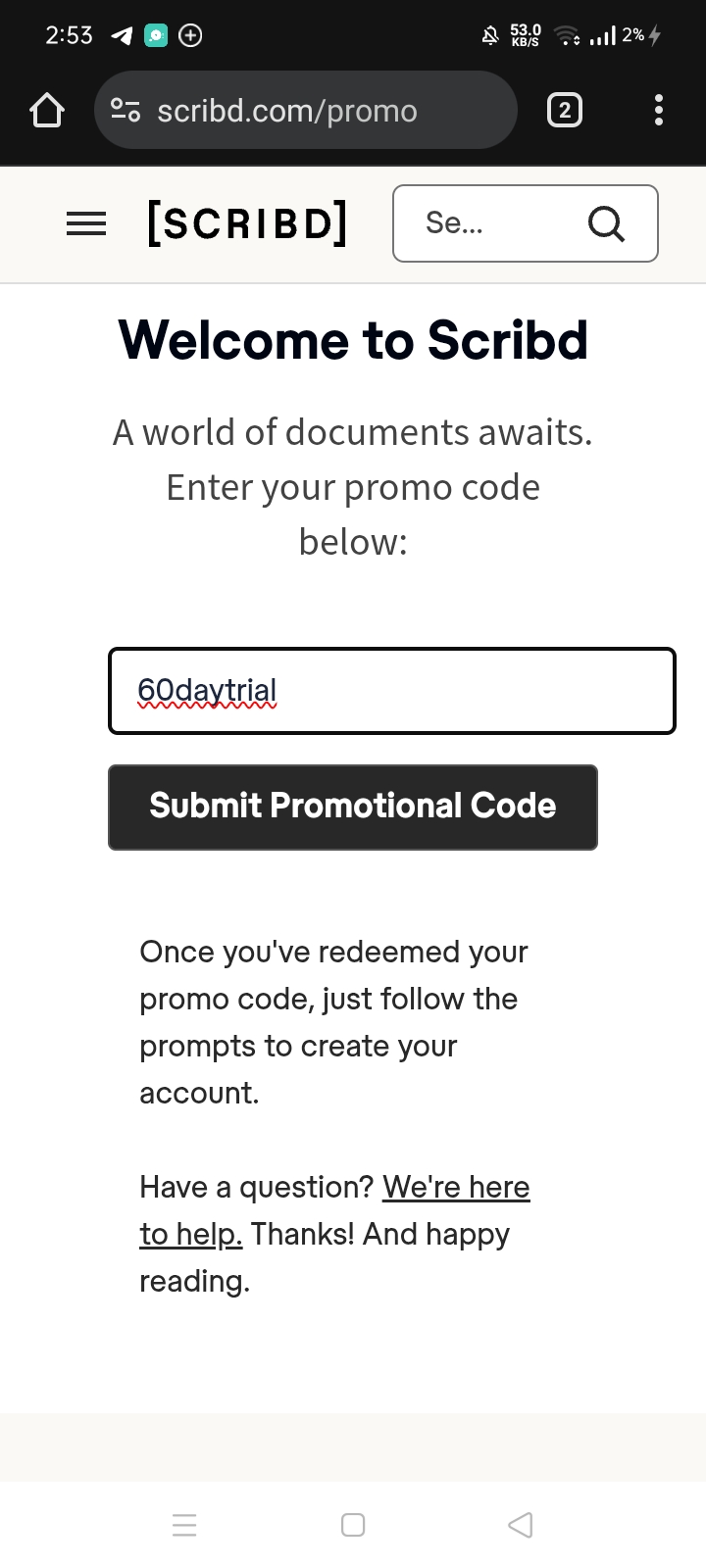 Scribd সাবস্ক্রিপশন নিয়ে নিন ৬০ দিনের জন্য সম্পূর্ণ বিনামূল্যে - Trickbd.com