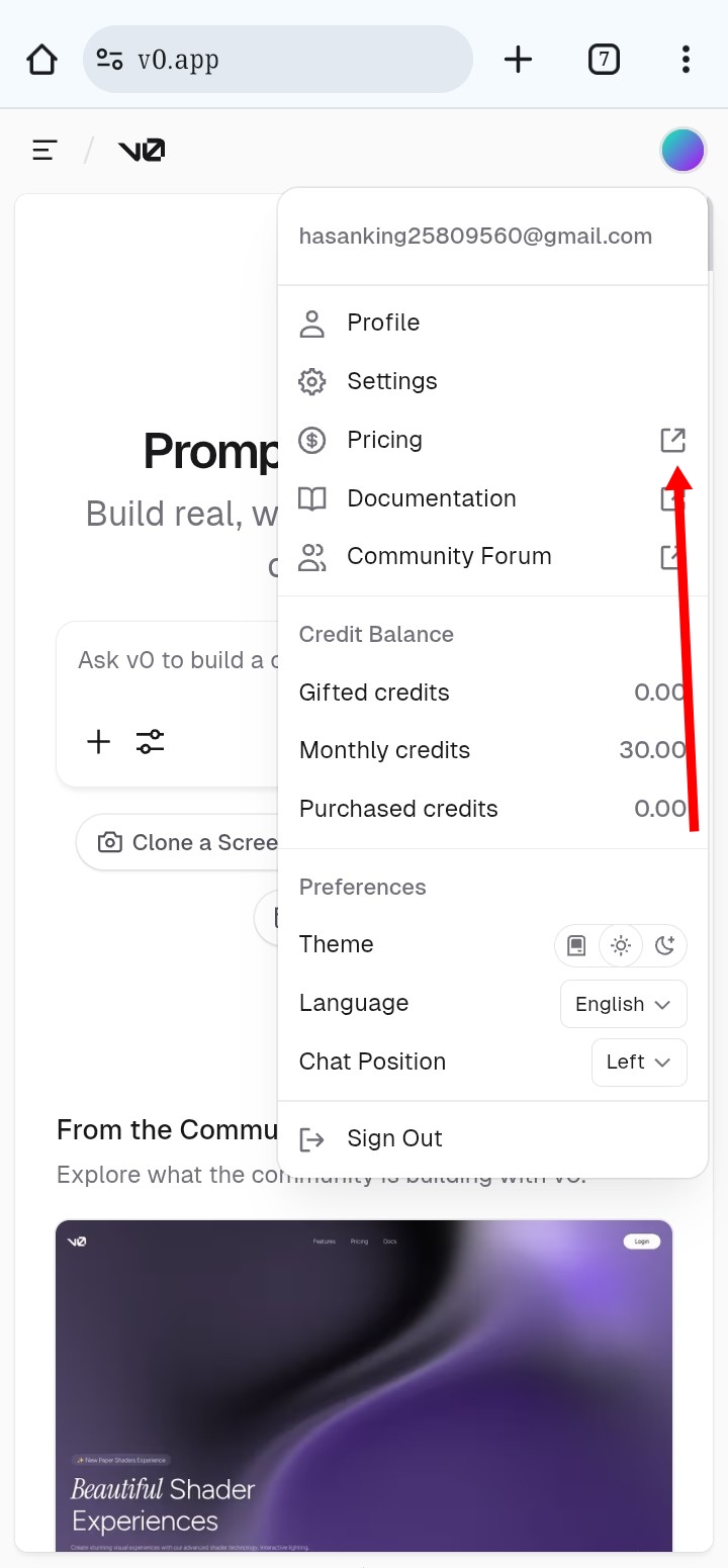 v0.app আনলিমিডেট ক্রেডিট নিন ফ্রীতে আর আনলিমিডেট Ai ওয়েবসাইট বানান ...