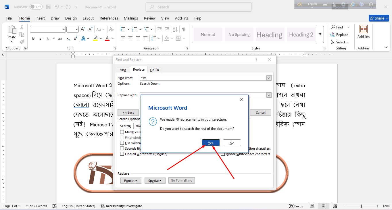 💻📄 Microsoft Word এ শব্দের মাঝে অতিরিক্ত স্পেস দ্রুত মুছে ফেলার নিয়ম 📝 - Trickbd.com