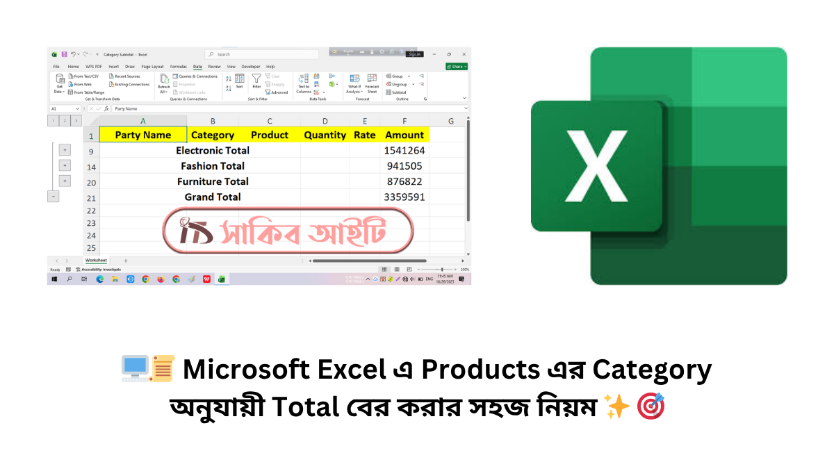 🖥️📜 Microsoft Excel এ Products এর Category অনুযায়ী Total বের করার সহজ ...